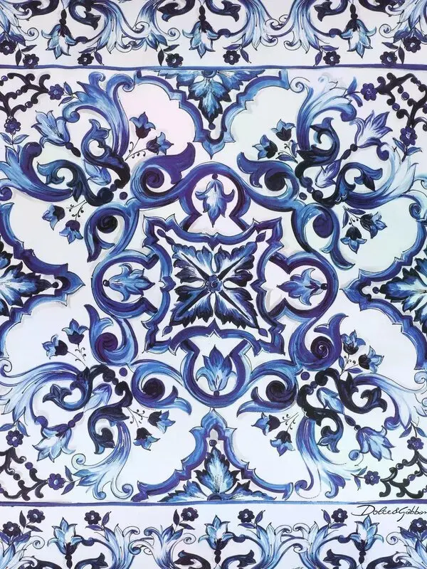 Dolce & Gabbana Medium Blu Mediterraneo-print Duchesse Cotton Cushion - Blue