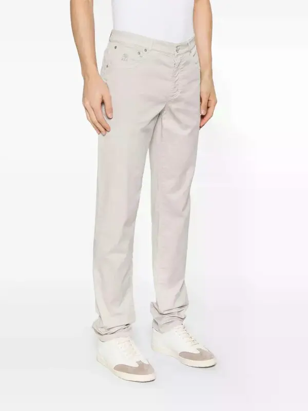 Brunello Cucinelli Logo Embroidered Trousers - Neutrals