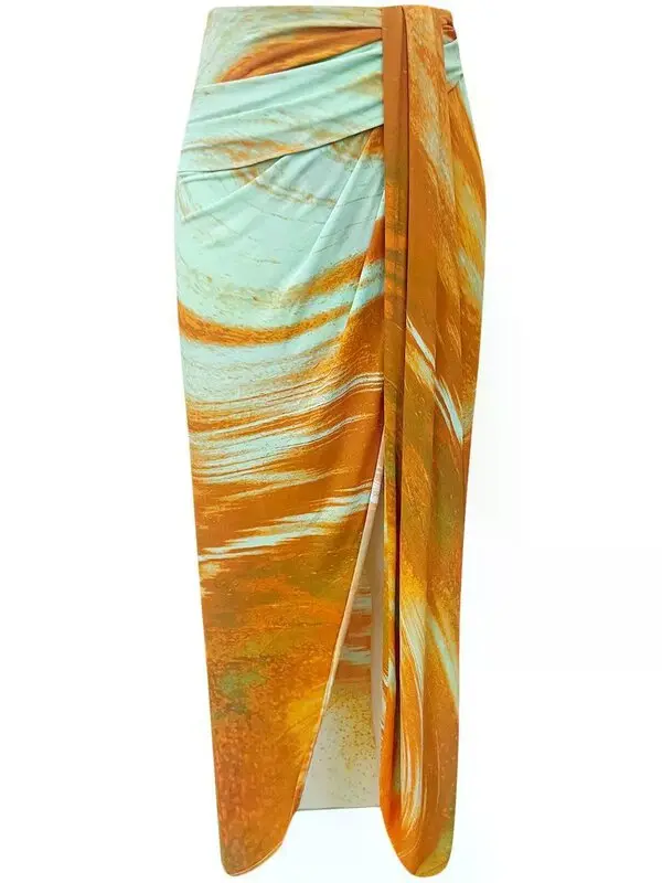 Simkhai Gwena Marble High-waisted Skirt - Orange