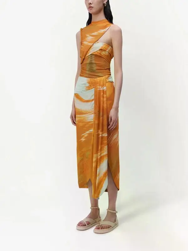 Simkhai Gwena Marble High-waisted Skirt - Orange
