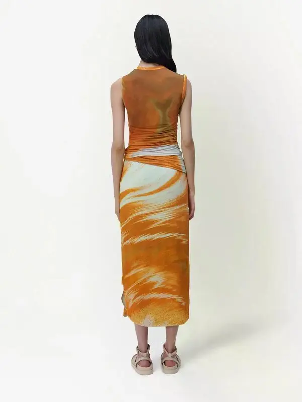 Simkhai Gwena Marble High-waisted Skirt - Orange