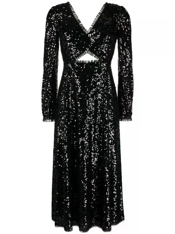 NEEDLE & THREAD Sequined Cut-out Midi Dress
