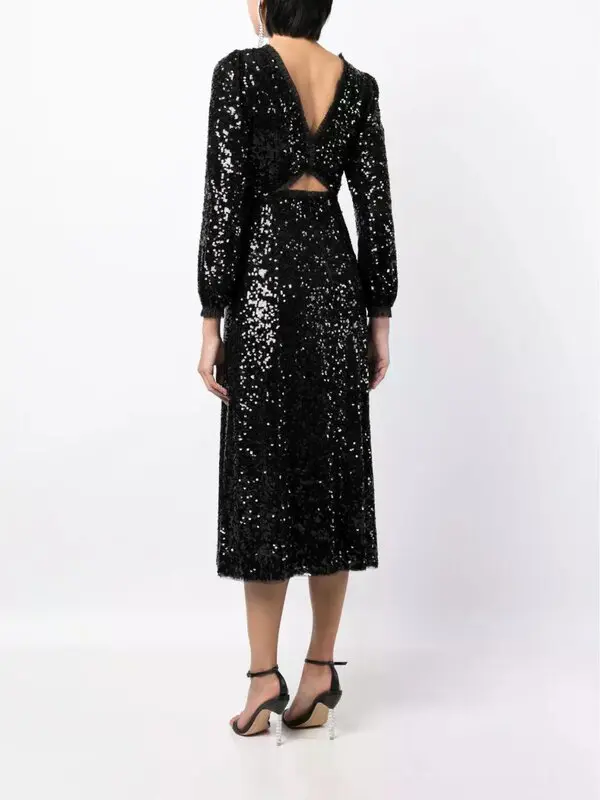 NEEDLE & THREAD Sequined Cut-out Midi Dress