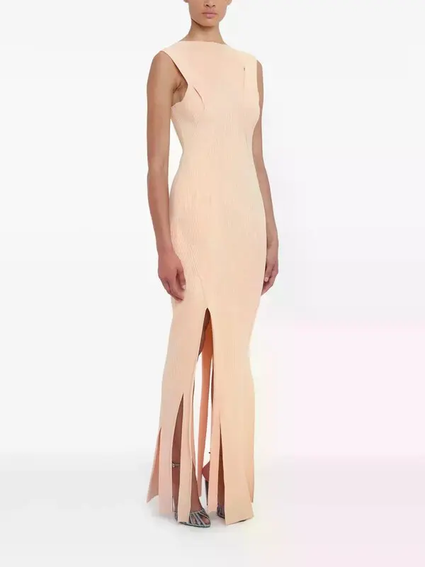 Victoria Beckham Sleeveless Maxi Dress With Pleating And Slit Detailing