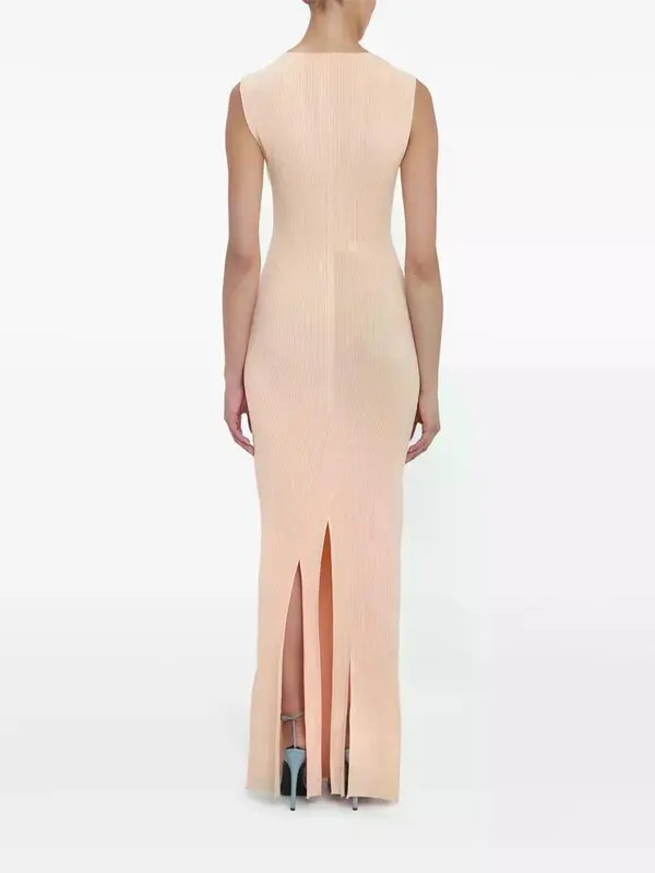 Victoria Beckham Sleeveless Maxi Dress With Pleating And Slit Detailing