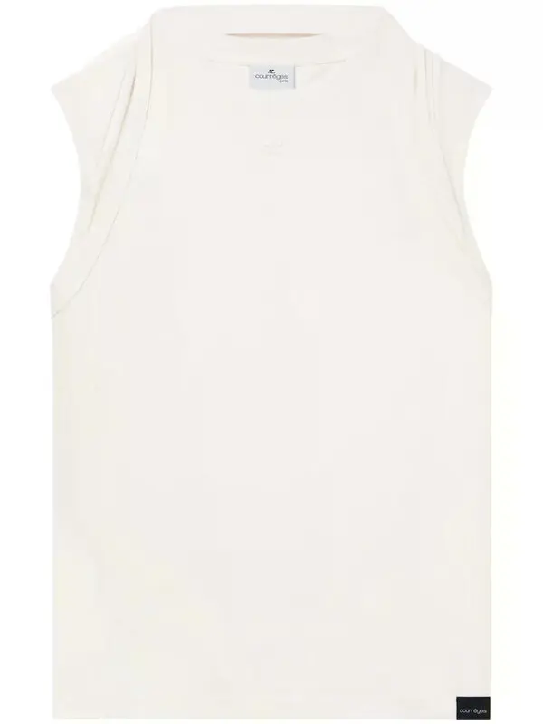 COURREGES Draped Cotton Tank Top - White