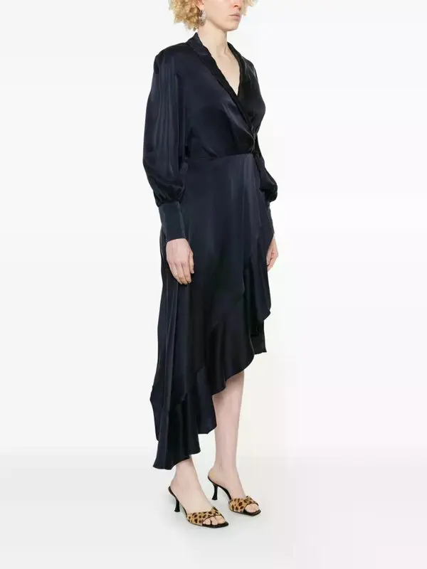 Zimmermann Silk Wrap Midi Dress - Blue