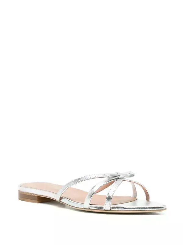 MALONE SOULIERS Tone Bow Detailing Pointed Toe Flat Sandals - Silver