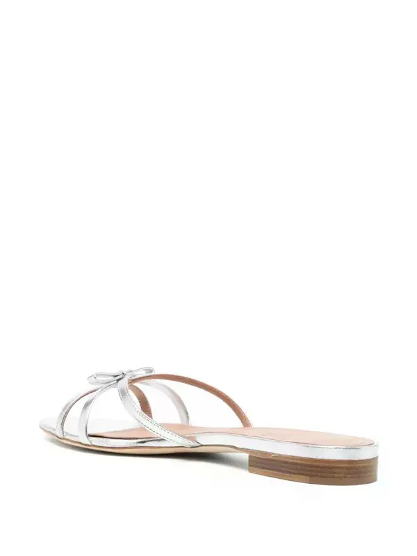 MALONE SOULIERS Tone Bow Detailing Pointed Toe Flat Sandals - Silver