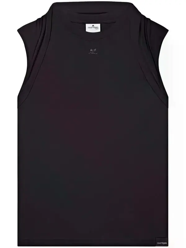 COURREGES Cotton Tank Top With Draped Detailing