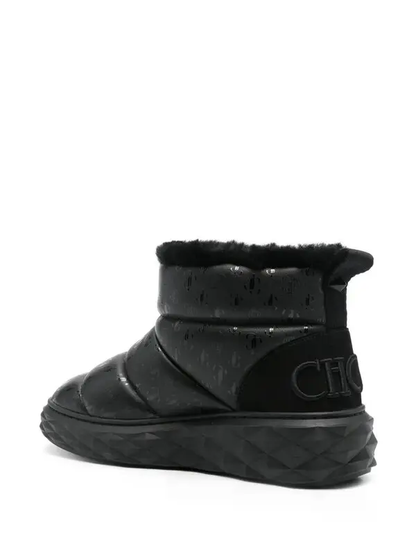 JIMMY CHOO Padded Nappa Leather Boots With Jc Monogram - Black