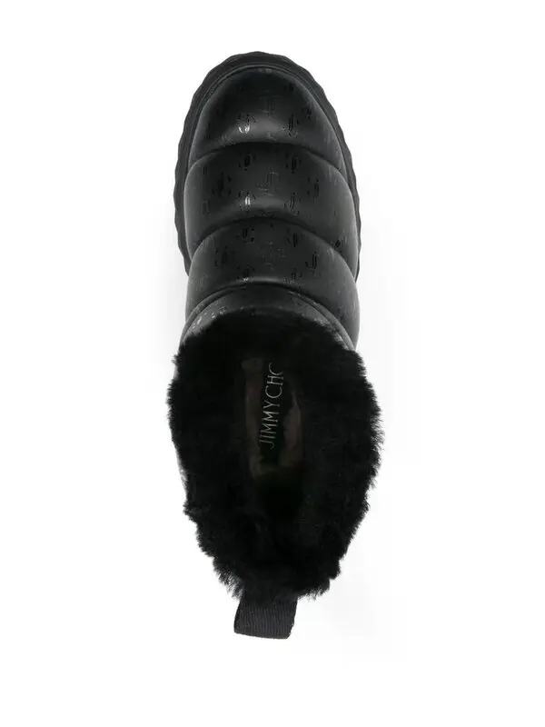 JIMMY CHOO Padded Nappa Leather Boots With Jc Monogram - Black