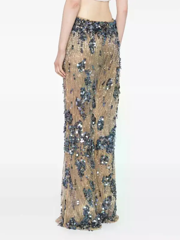 Alberta Ferretti Sequin Embellishment Flared Trousers - Neutrals