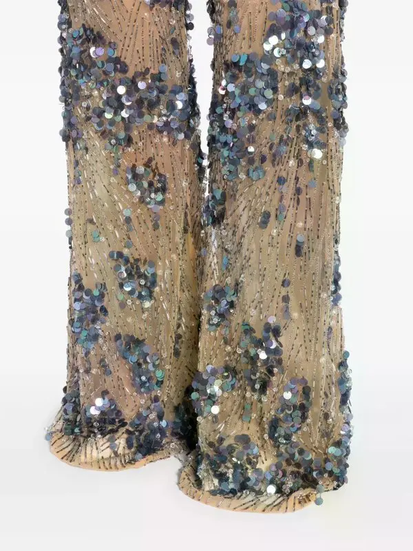 Alberta Ferretti Sequin Embellishment Flared Trousers - Neutrals