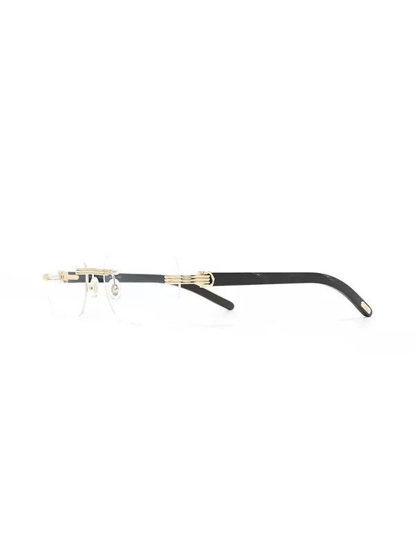 Cartier C De Rectangle-frame Glasses - Black