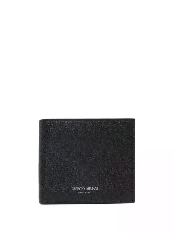 Giorgio Armani Logo-stamp Bi-fold Leather Wallet - Black