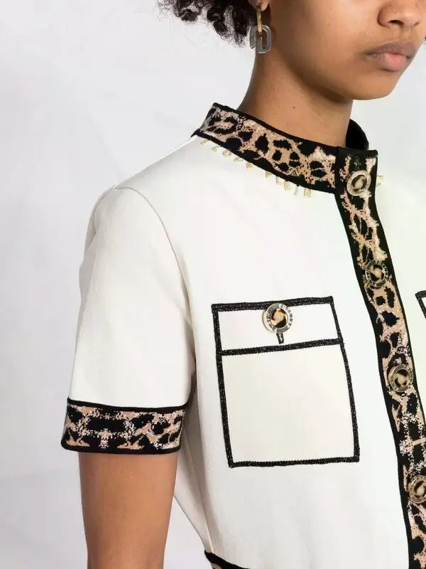 Philipp Plein Leopard Trimmed Mini Dress