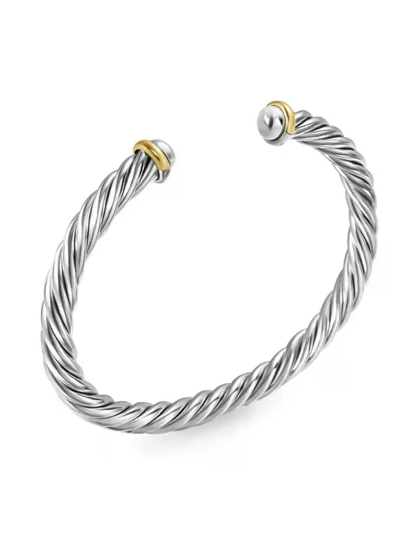 David Yurman 14kt Yellow Gold And Sterling Cable Cuff Bracelet