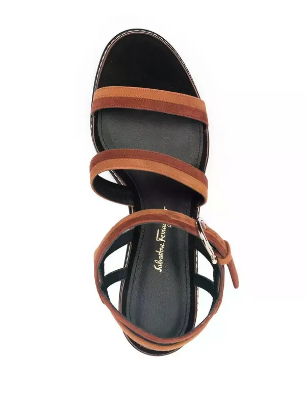 FERRAGAMO Two-tone Leather Heeled Sandals