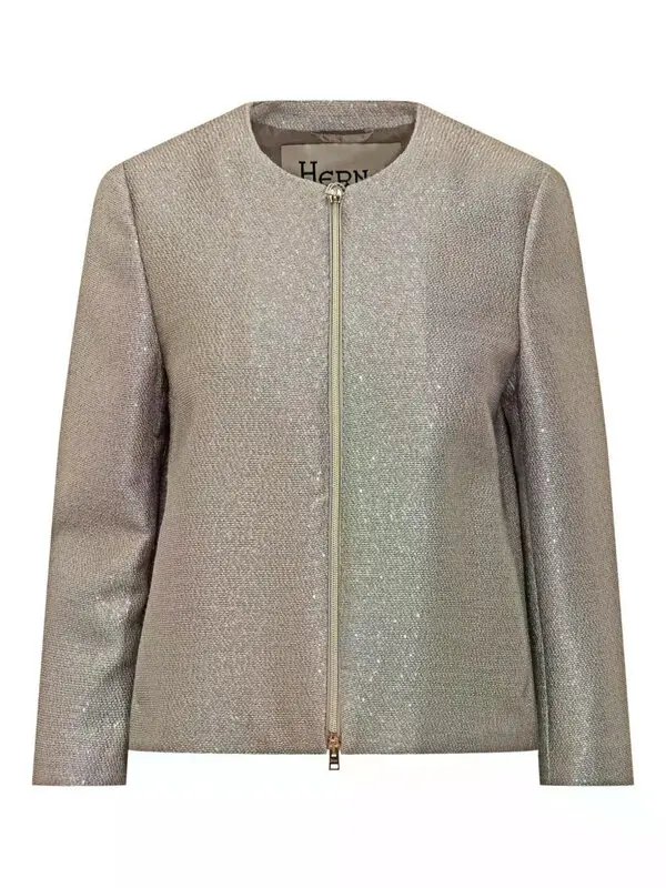 Herno Sequined Zip-up Jacket - Brown