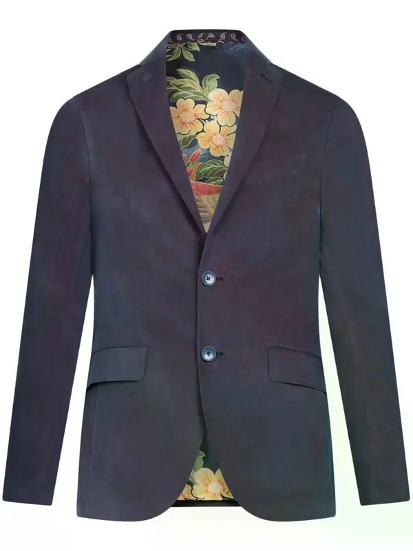 Etro Single-breasted Velvet Blazer - Blue