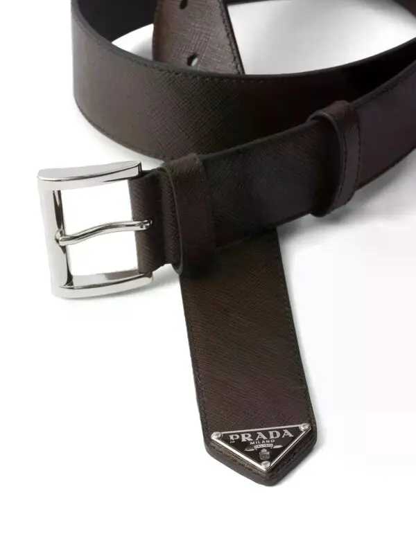Prada Saffiano Leather Belt With Triangle Logo