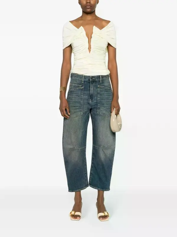 NILI LOTAN Shon Pockets Jeans In Washed Denim