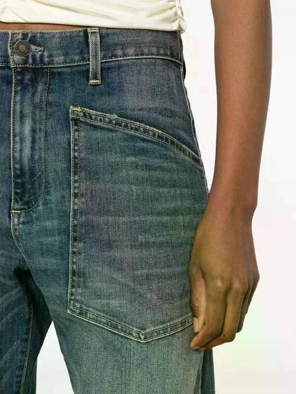 NILI LOTAN Shon Pockets Jeans In Washed Denim