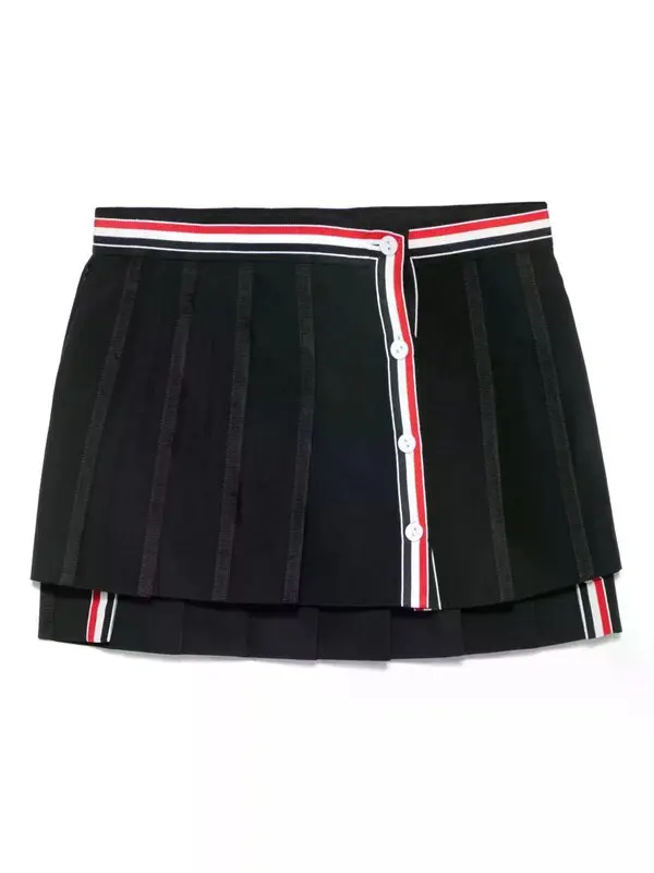 Thom Browne Pleated Mini Skirt With Side Button Fastening
