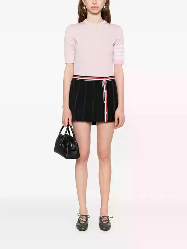 Thom Browne Pleated Mini Skirt With Side Button Fastening