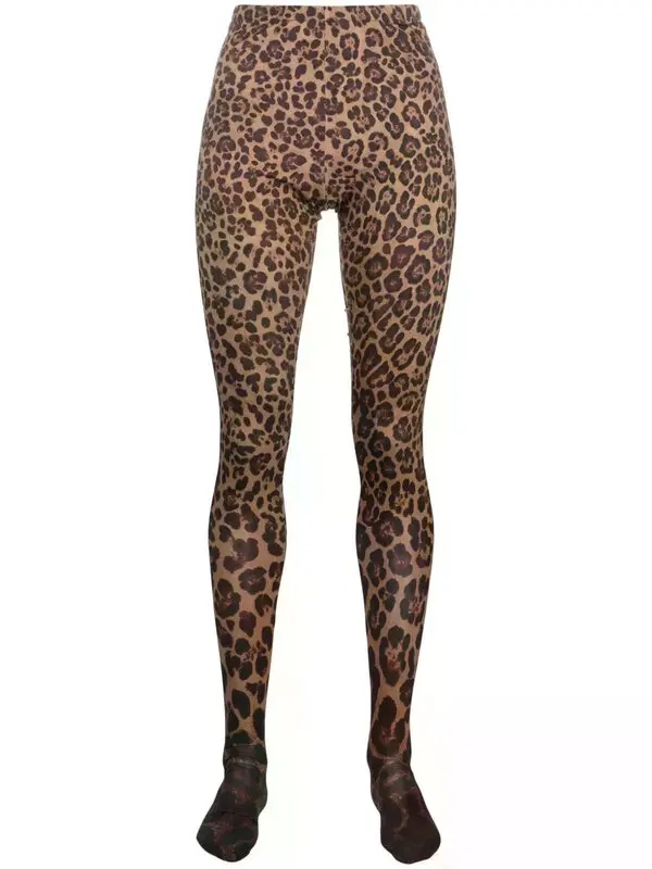 Valentino Garavani Leopard-print Tights - Brown