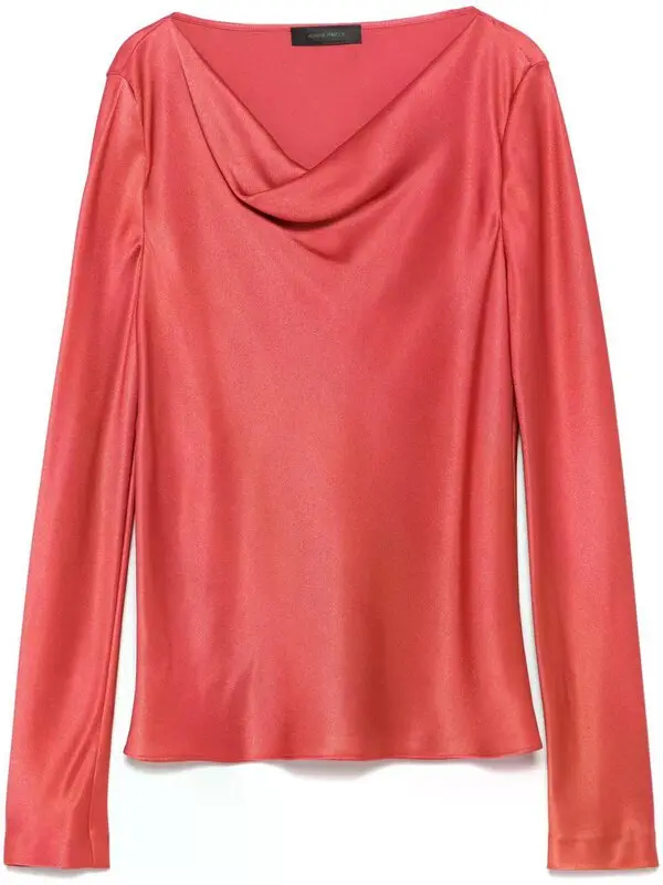 Alberta Ferretti Satin Cowl Neck Blouse