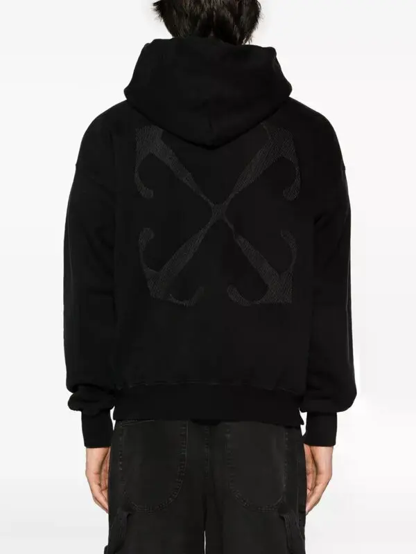Off-White Arrows-embroidered Cotton Hoodie - Black