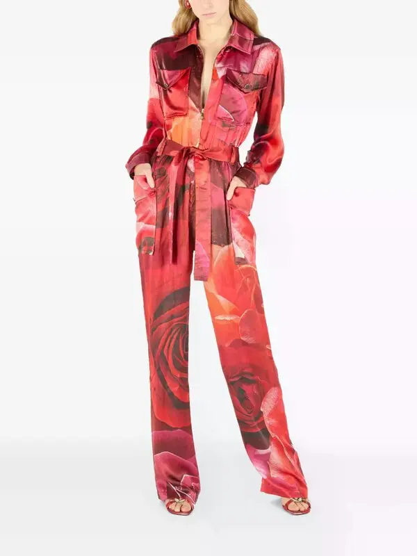 Roberto Cavalli Floral Print Belted Jumpsuit