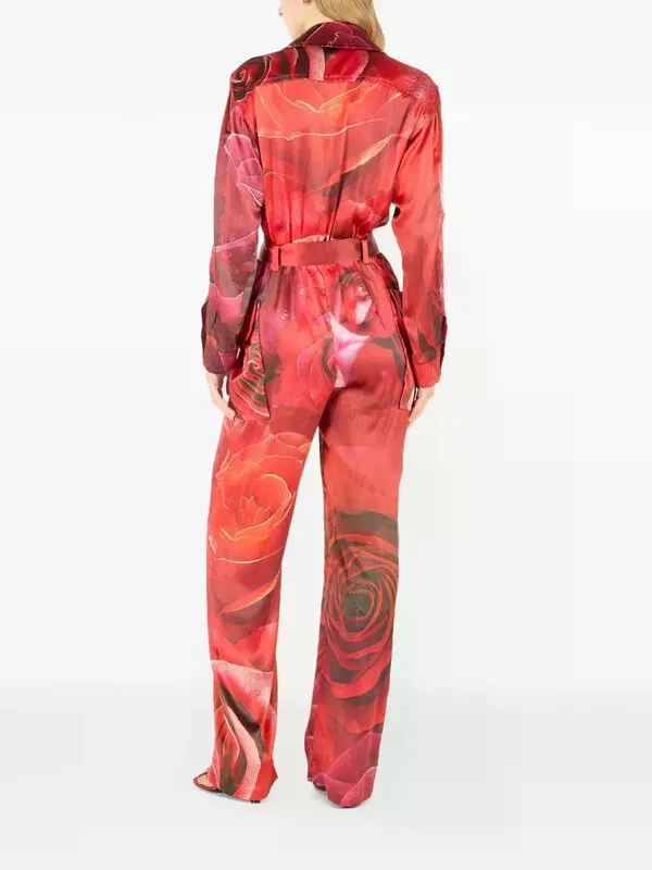 Roberto Cavalli Floral Print Belted Jumpsuit
