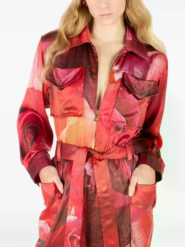 Roberto Cavalli Floral Print Belted Jumpsuit