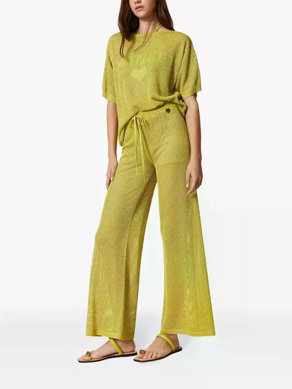 TWINSET Knitted Wide Leg Trousers With Drawstring Waistband