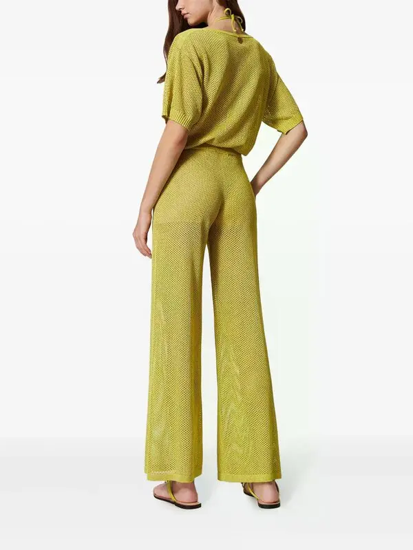 TWINSET Knitted Wide Leg Trousers With Drawstring Waistband
