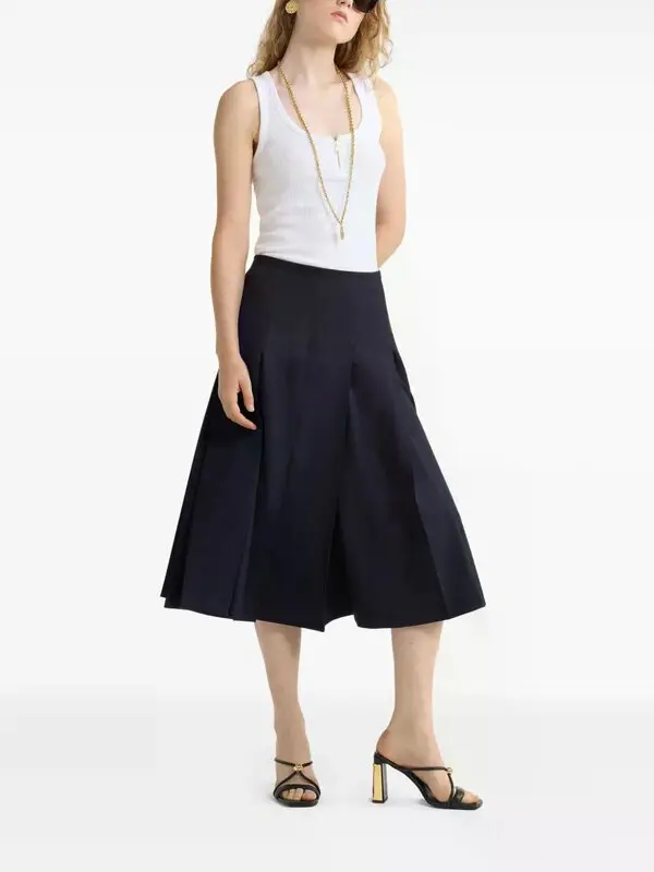 PATOU Pleated Twill Midi Skirt - Blue