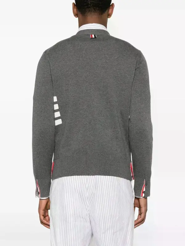 Thom Browne V-neck Cotton Cardigan With Signature Stripe Detailing