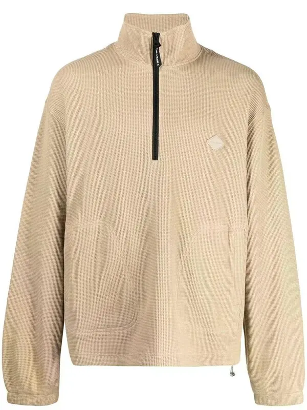 SPOONYARD Waffle Effect Half-zip Long-sleeved Top - Brown