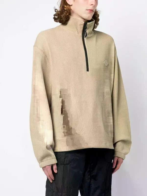 SPOONYARD Waffle Effect Half-zip Long-sleeved Top - Brown