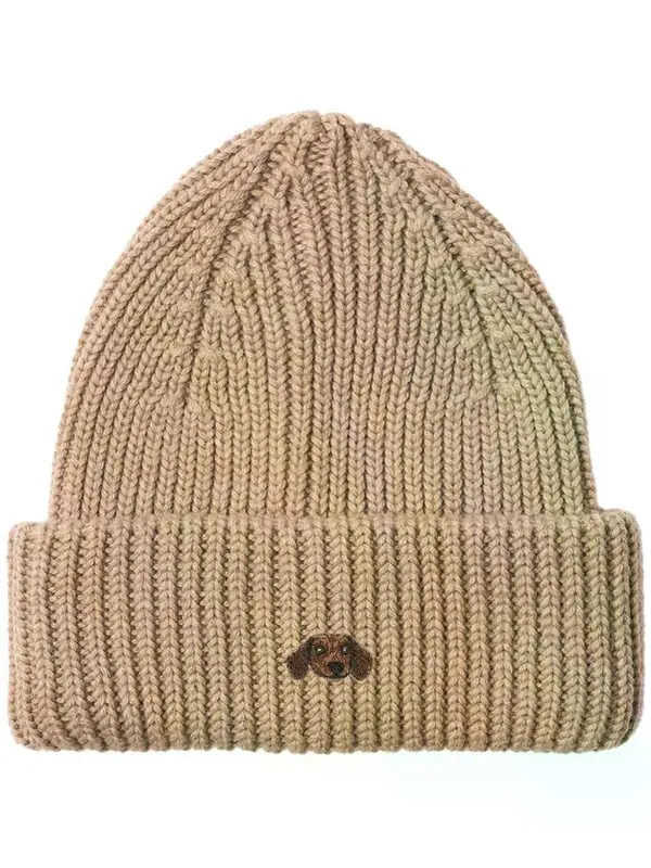 PELO FOUNDATION Ribbed Knit Beanie With Embroidered Motif - Neutrals