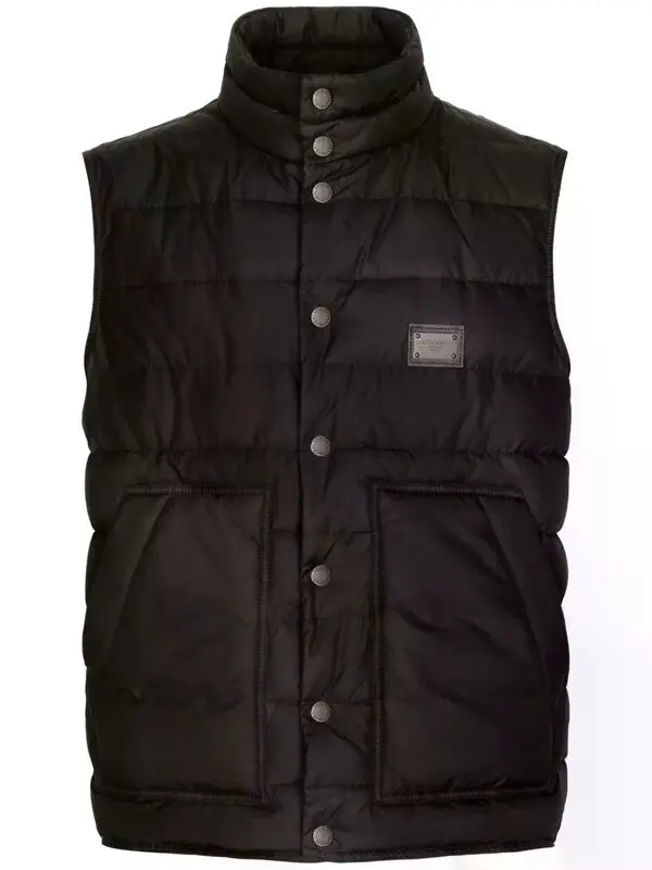 Dolce & Gabbana Padded Gilet With Logo Plaque - Black