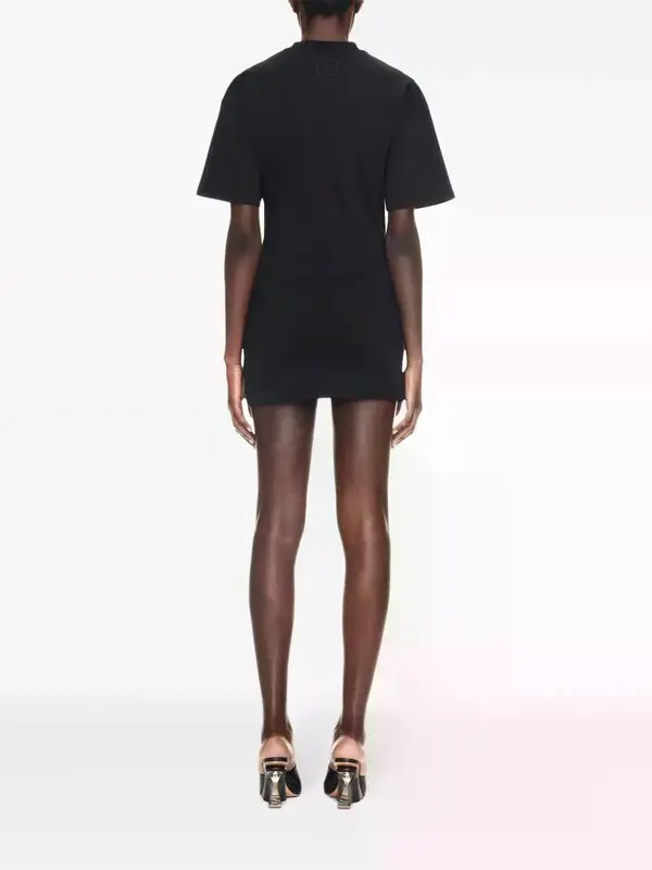 Off-White Cotton T-shirt Dress With Twist Detail
