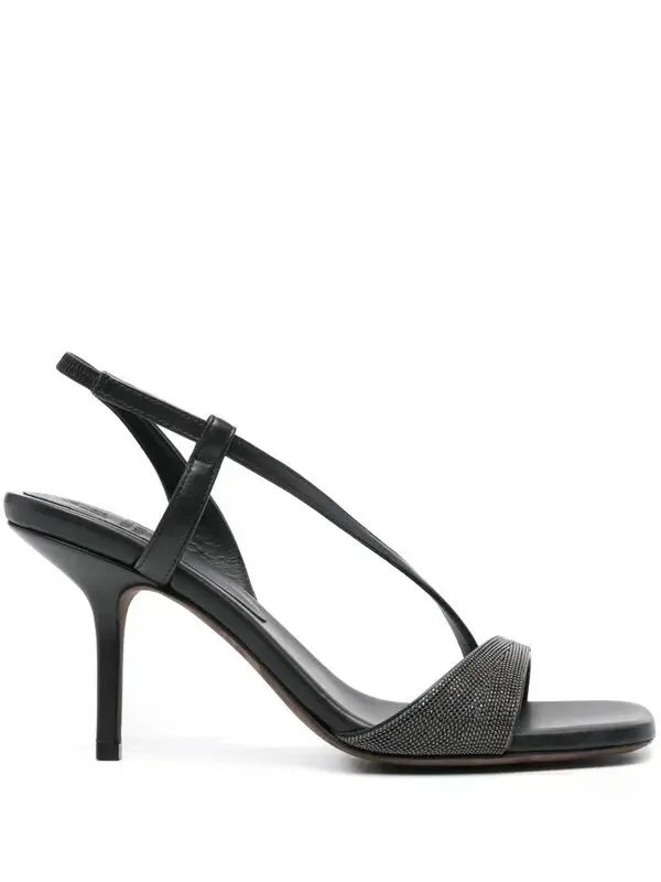 Brunello Cucinelli 95mm Monili-chain Leather Sandals - Silver