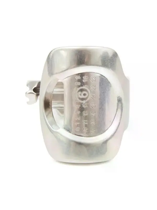 MAISON MARGIELA Tone Brass Cut-out Ring With Numbers Motif - Silver