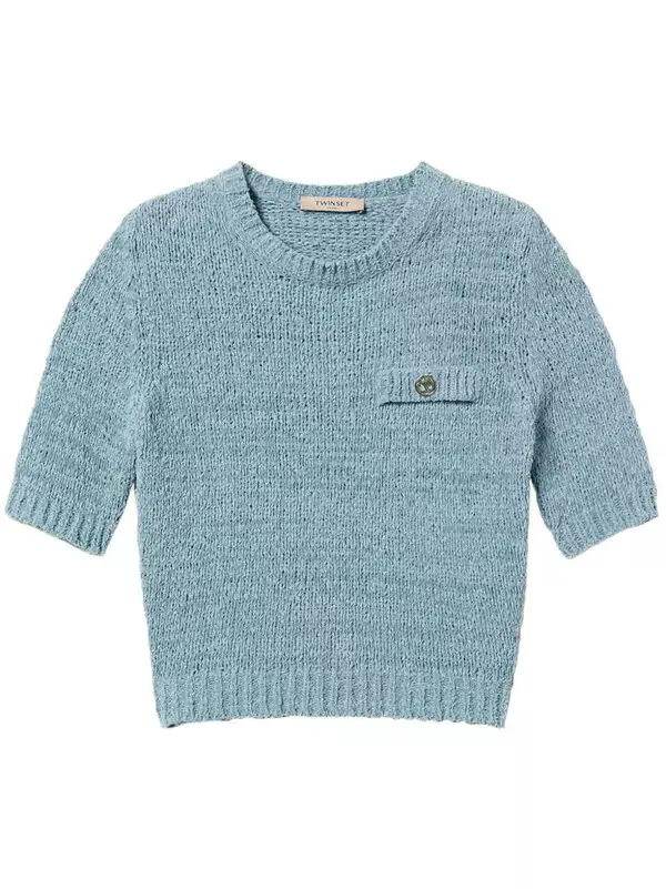 TWINSET Oval T Button Cropped Jumper