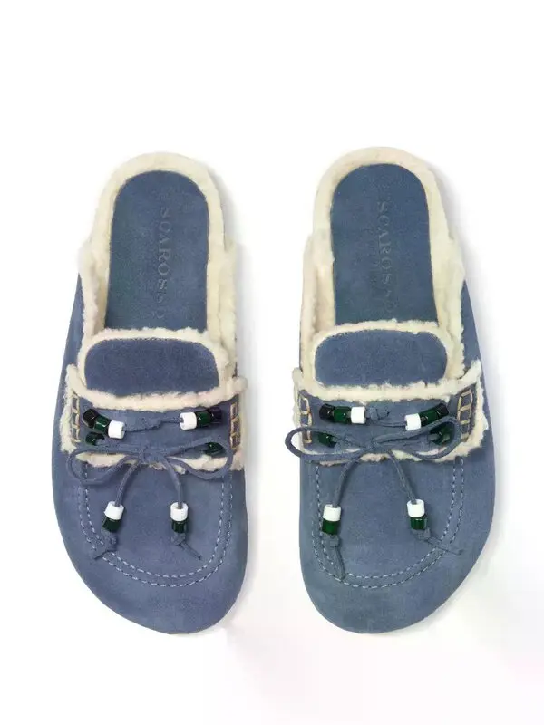 SCAROSSO Suede Mules With Bead Detailing