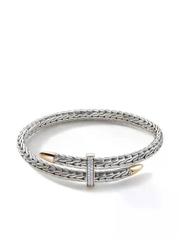 John Hardy Sterling And 14k Yellow Gold Spear Flex Diamond Bracelet - Silver